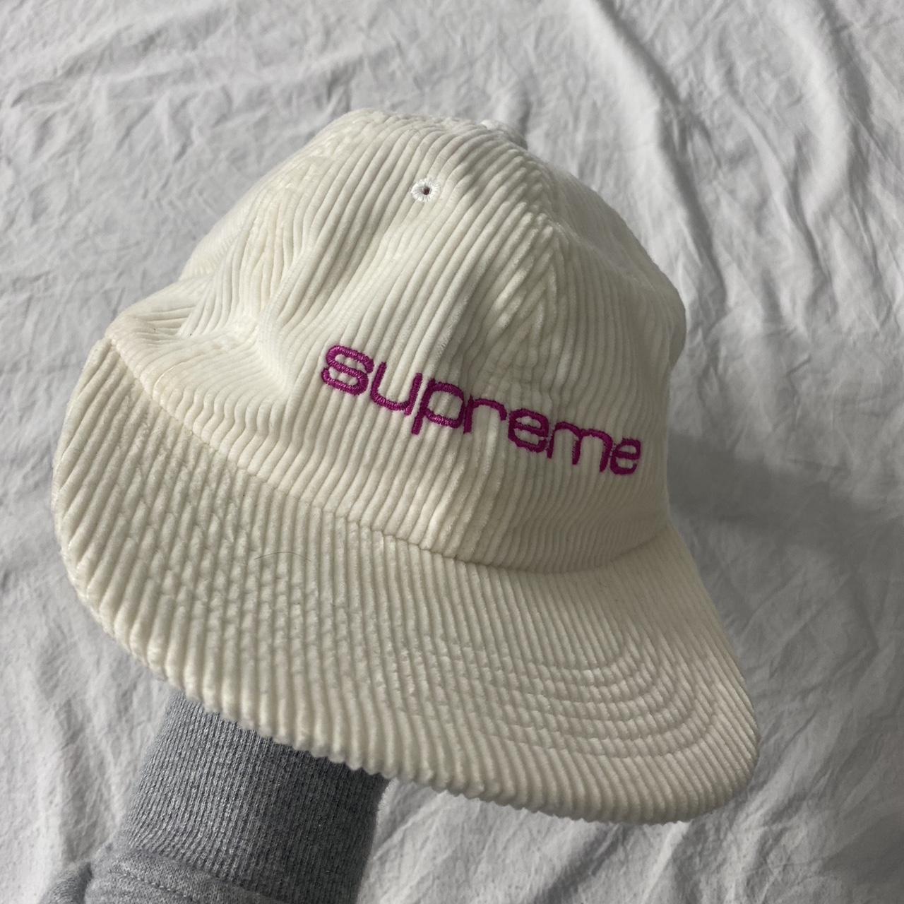 White with Pink Logo Supreme Hat Brand new supreme... - Depop
