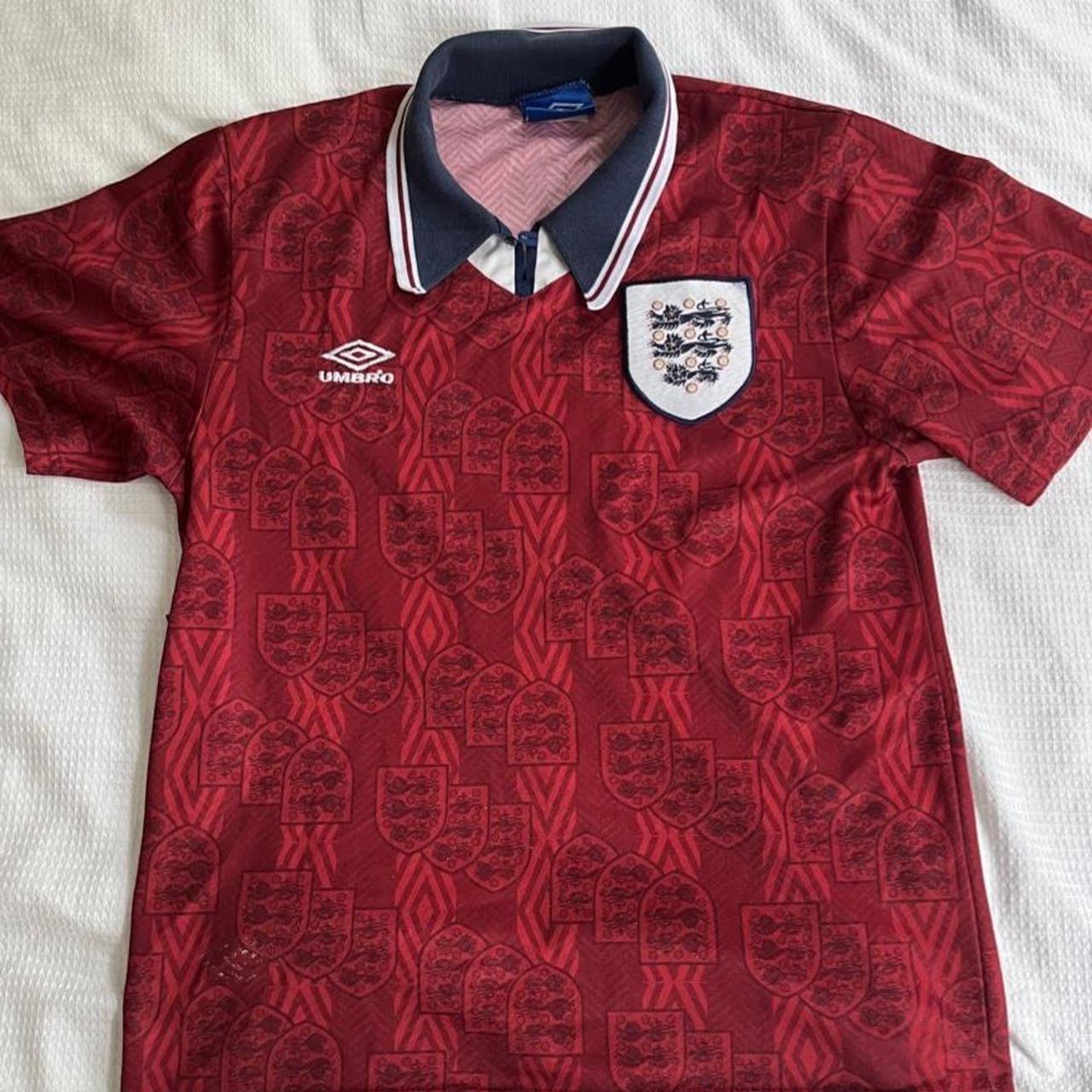 Retro England red away shirt 1994-95 - Depop