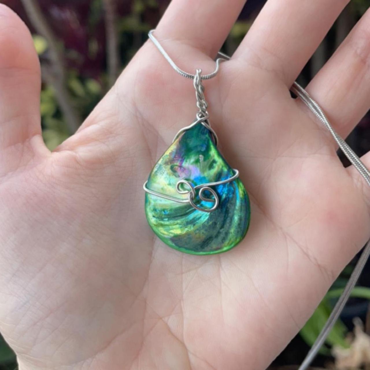 Dyed green shell necklace #mermaid #mermaidcore... - Depop