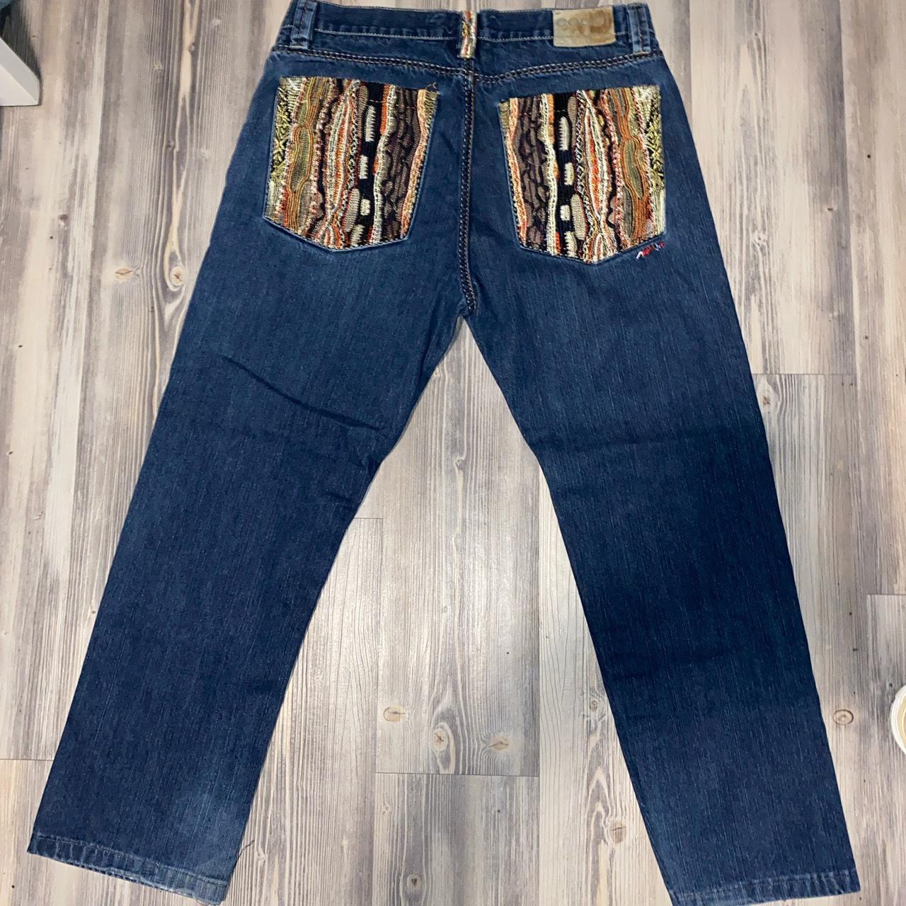 coogi blue denim jean pants size... - Depop