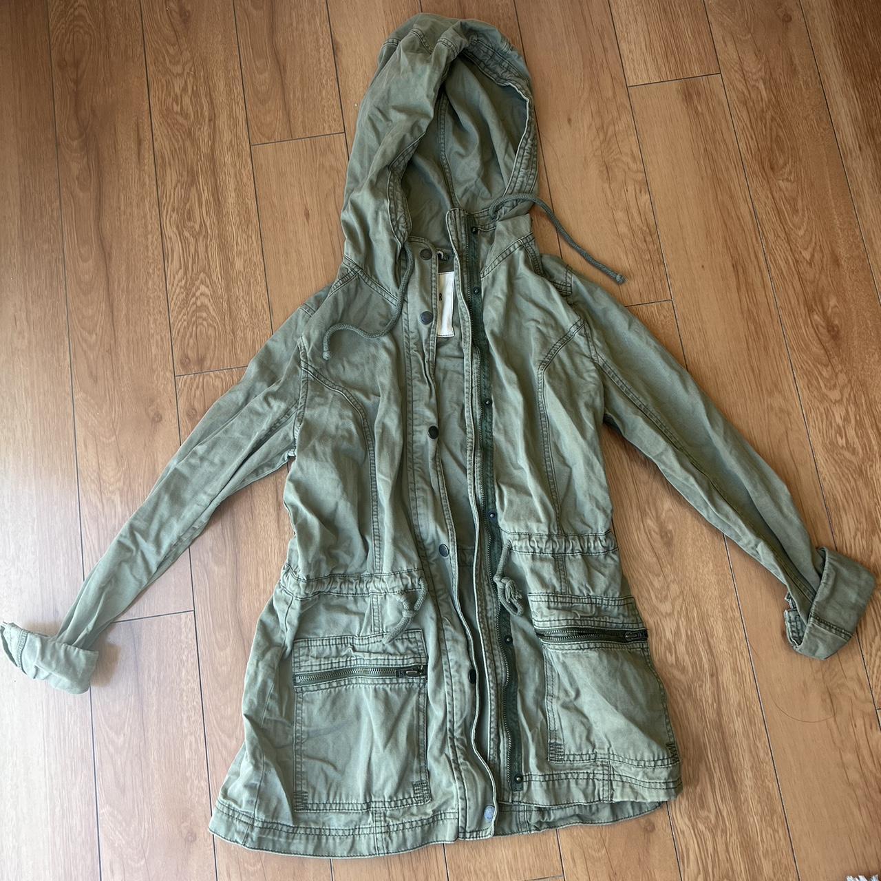 long green jacket vintage hollister ethel cain... - Depop