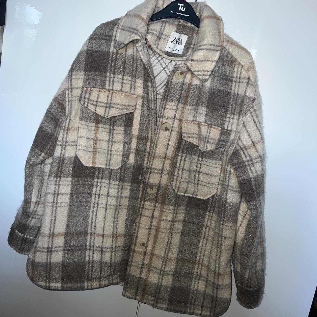 Zara oversized checked shacket Size small - Depop