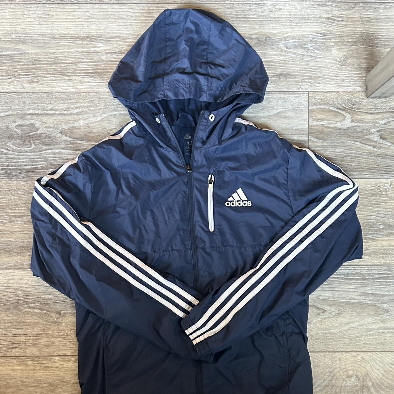 Adidas Long Sleeve Navy Blue Track Jacket Size... - Depop