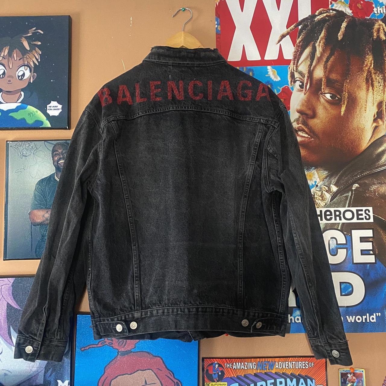 Balenciaga Back Logo Denim Jacket oversized Size: 36... - Depop