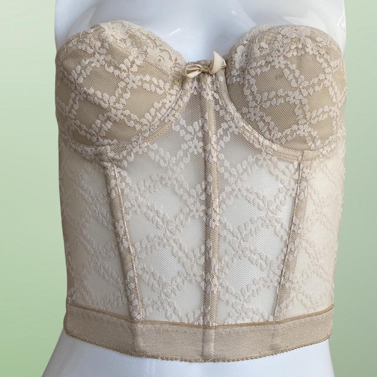 Vintage Floral Mesh Cream Bustier - Depop