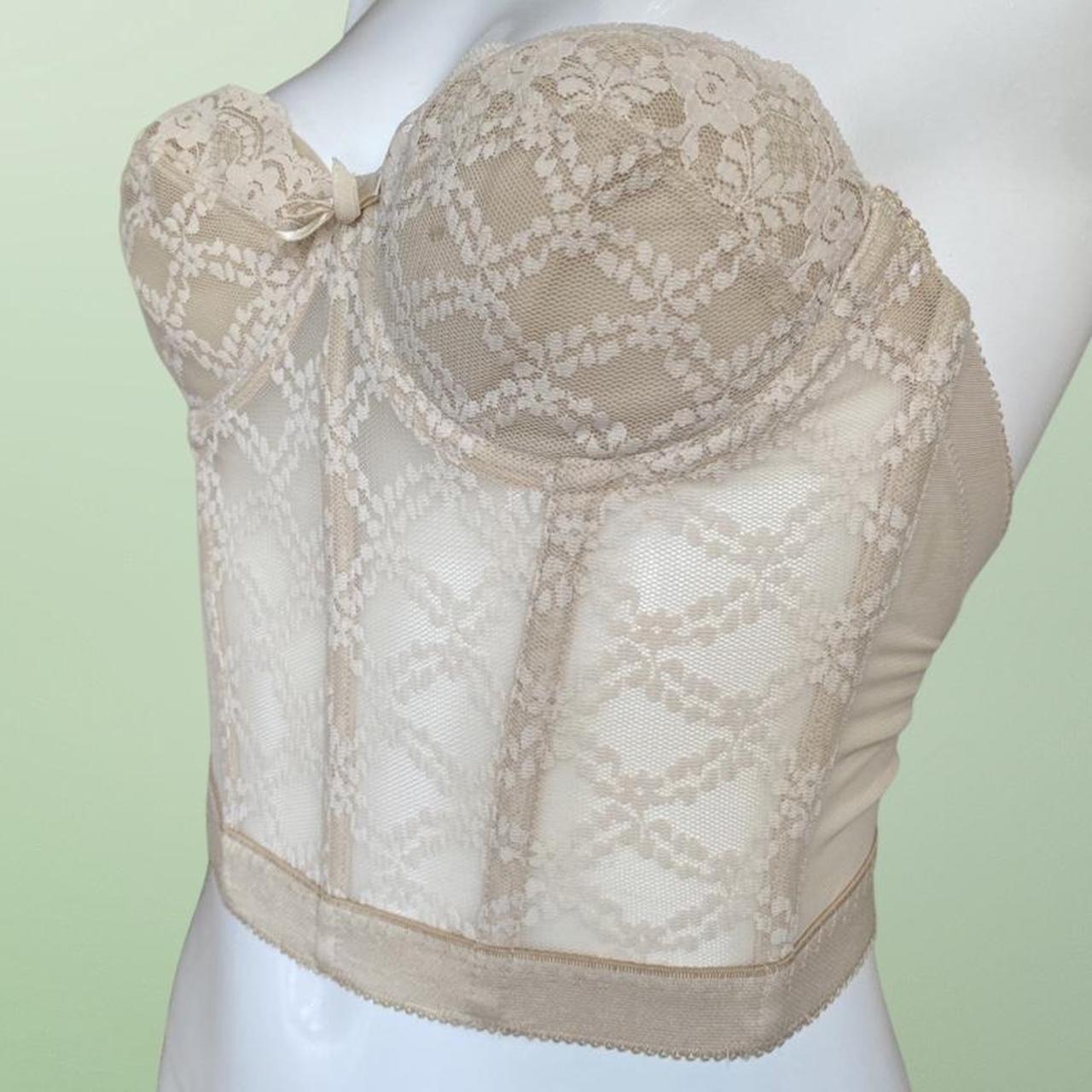 Vintage Floral Mesh Cream Bustier - Depop