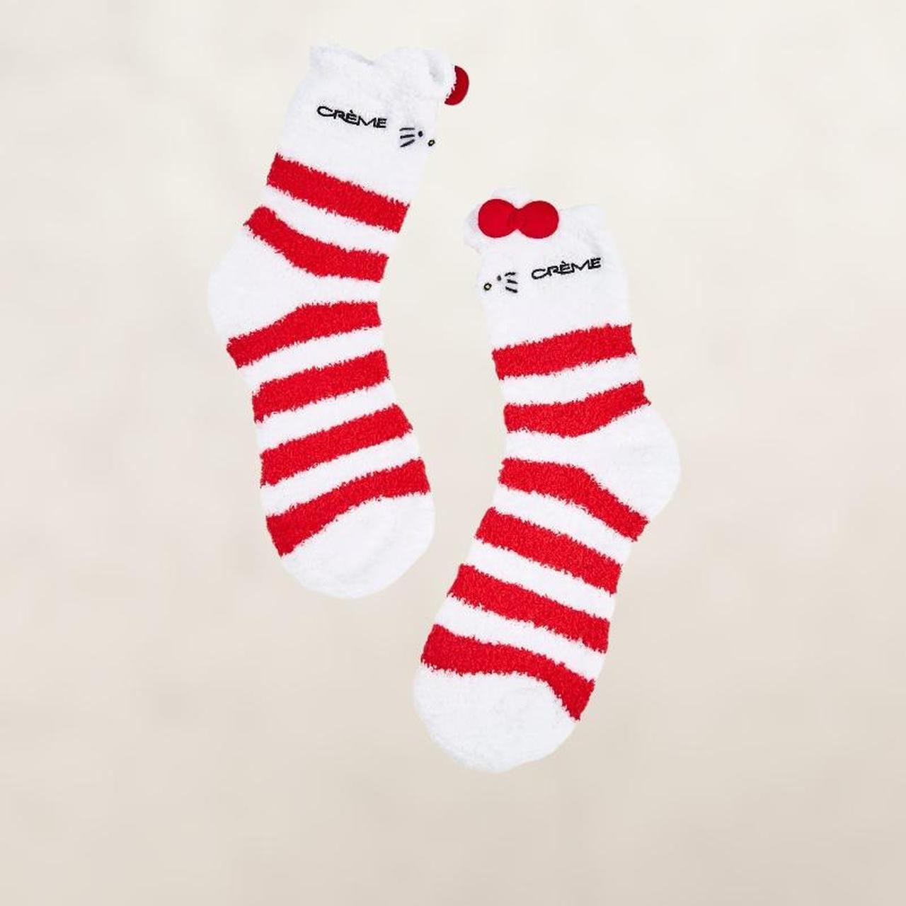 CrÈme Hello Kitty Socks White Red Christmas Sanrio Bow Depop