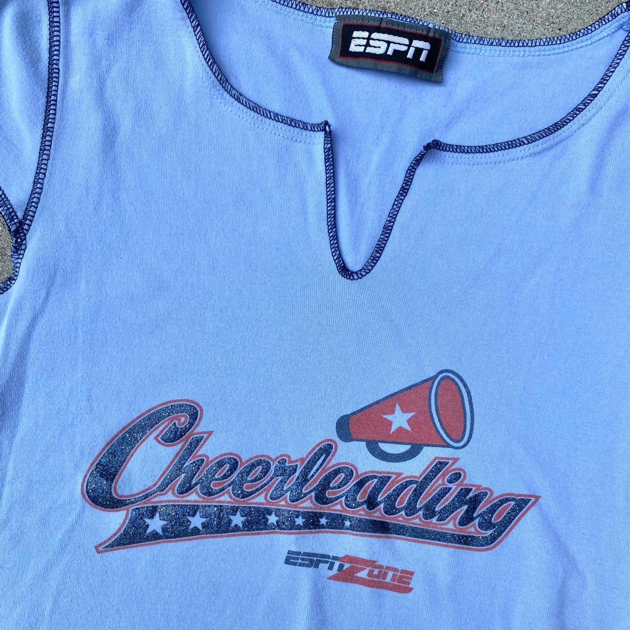 Vintage ESPN Cheerleading Blue U-Cut Baby Tee Size... - Depop