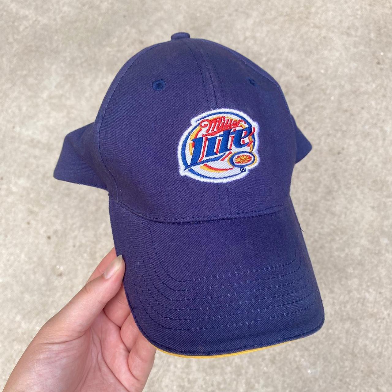 Miller Lite Blue & Yellow Baseball Hat One... - Depop