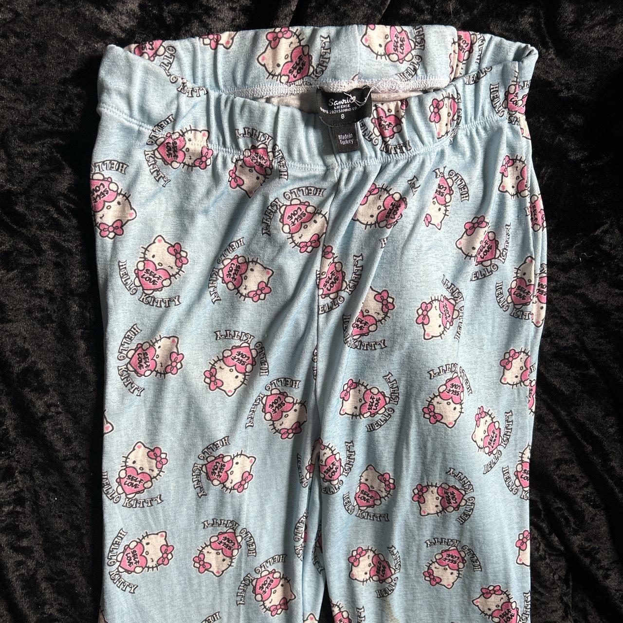 hello kitty pajama long pants blue and pink sanrio... - Depop