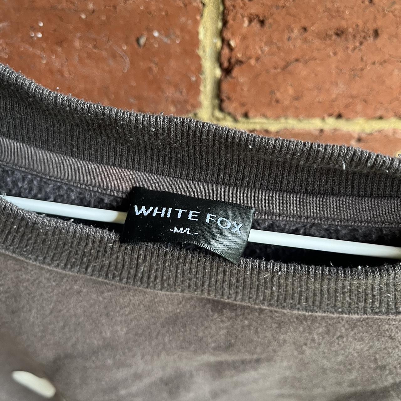 white fox jumper worn (gives vintage brown/charcoal... - Depop