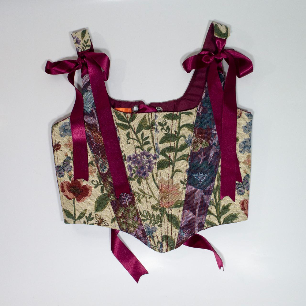 Handmade corset with beautiful floral tapestry... - Depop