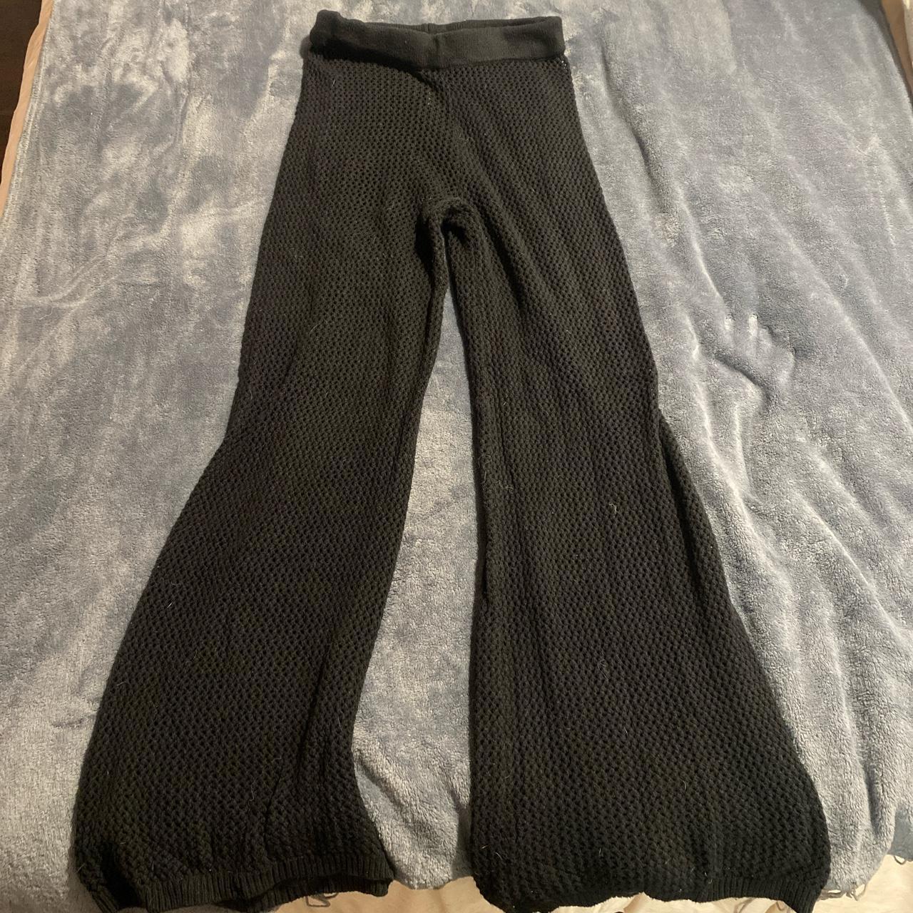anwnd black crochet pants size: small - Depop