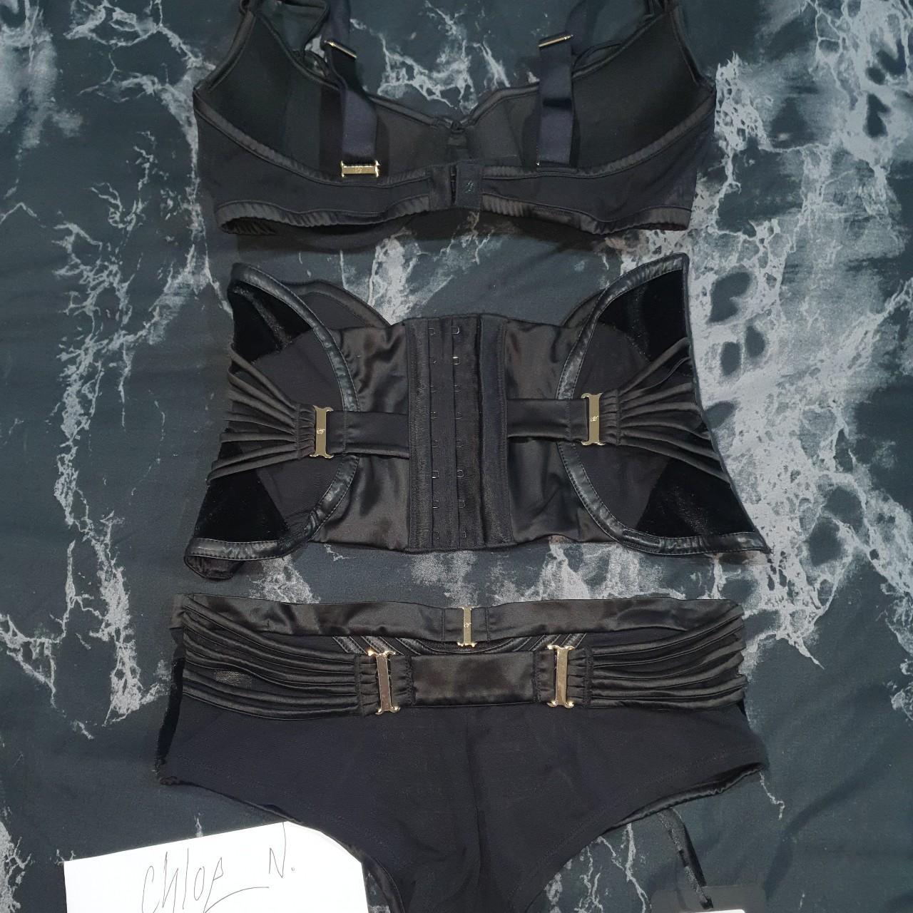 Honey Birdette Liquorice Black Velvet Bra, Waspie... - Depop