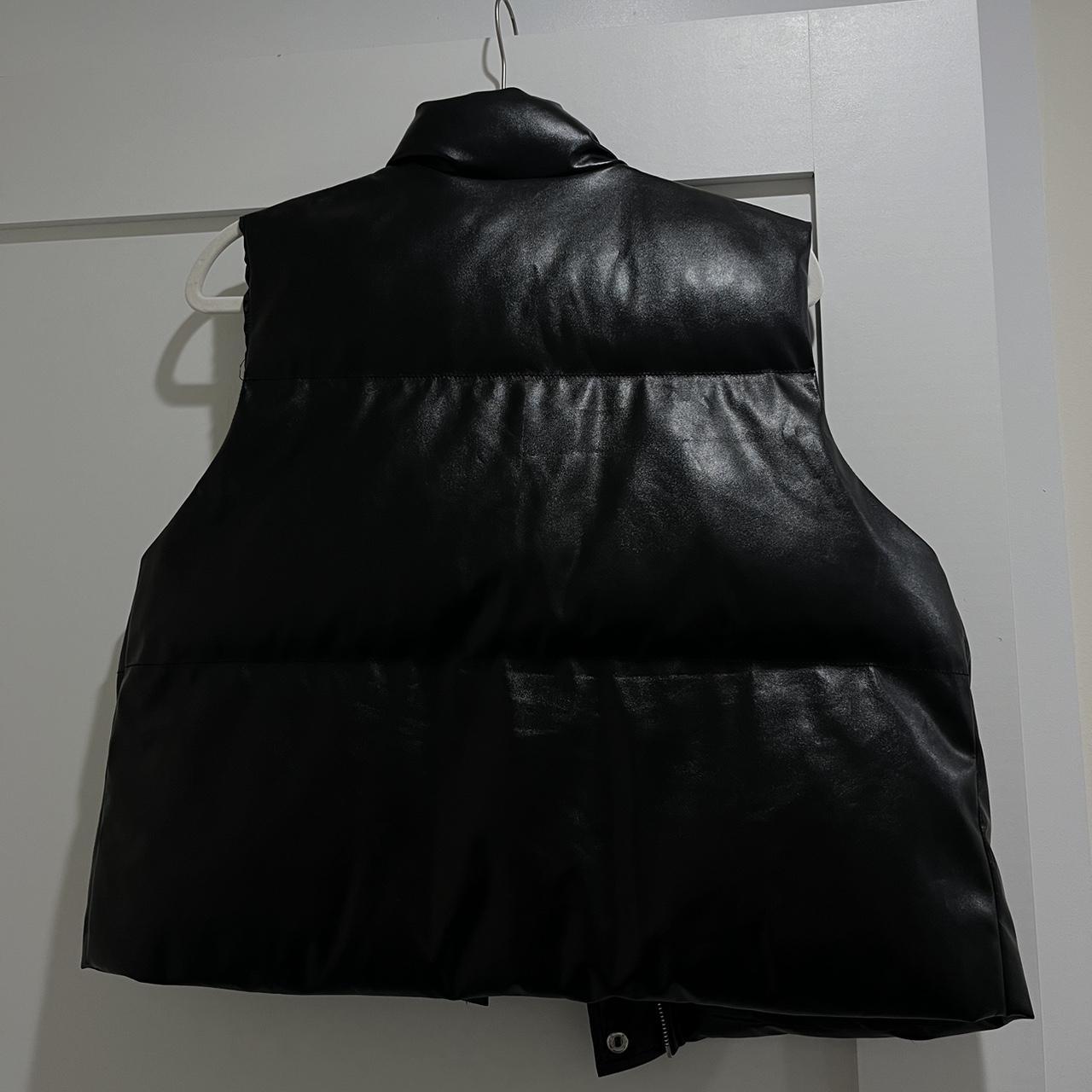 edikted black leather puffer vest ⚡️only worn once... - Depop