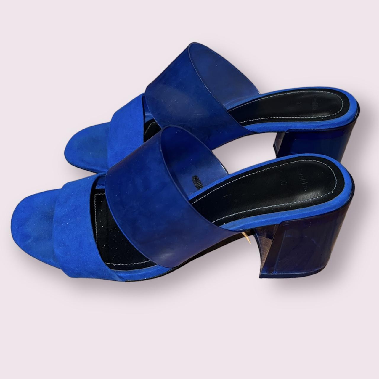 Blue Trendy Mule Heels. 🦋 Size 6-7 Womens. Great... - Depop