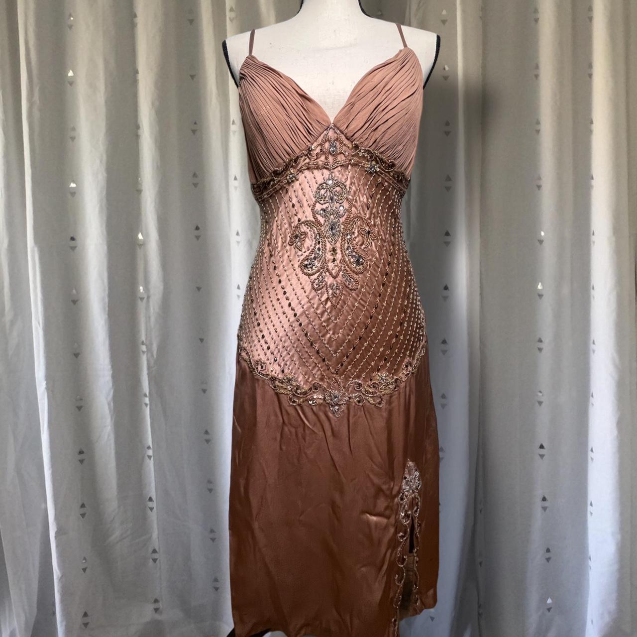 Absolutely gorgeous vintage silk beaded blush nude... - Depop