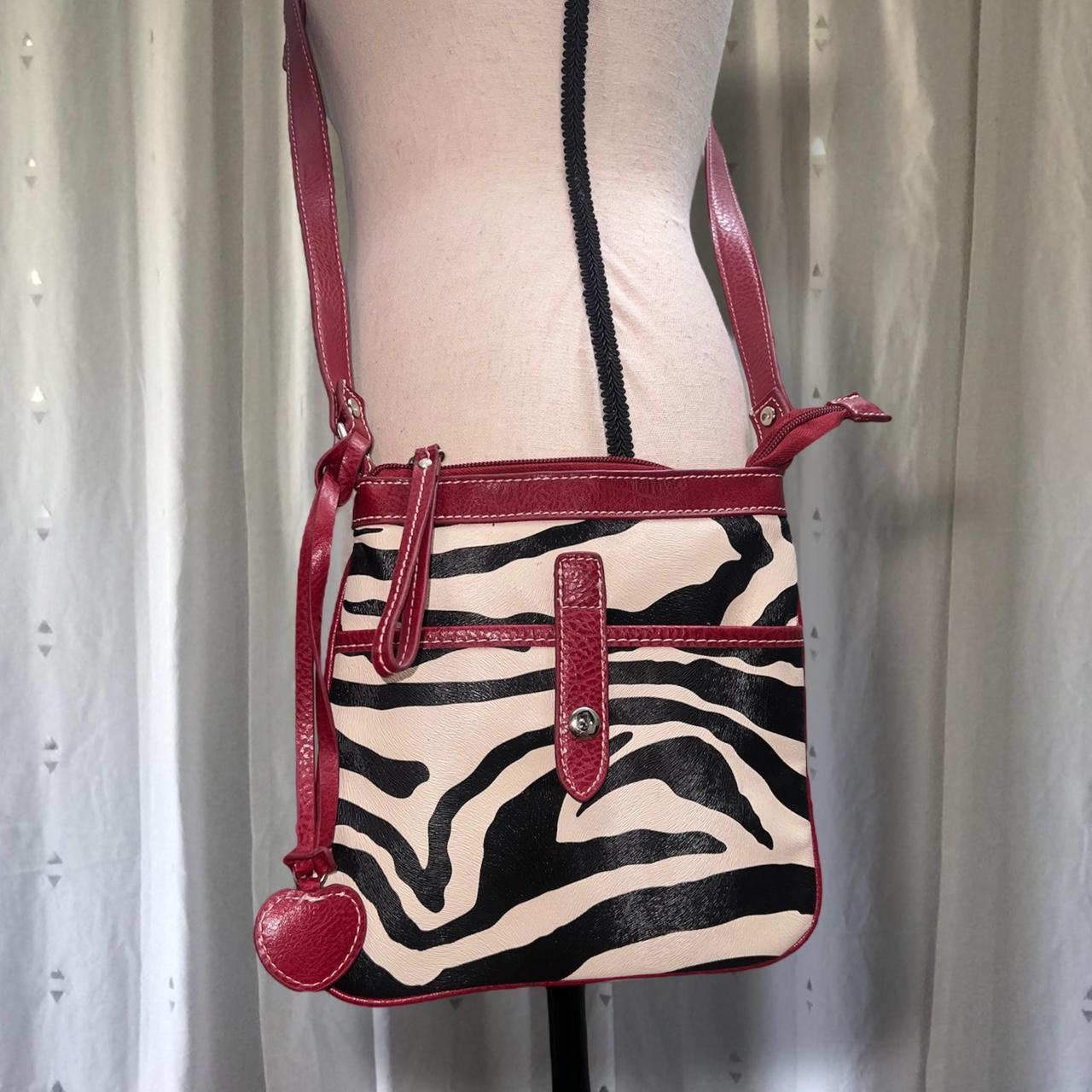Zebra print red leather cross-body small purse.🦓... - Depop