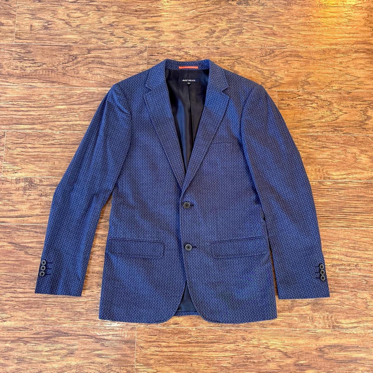 Jack Threads Blue Polka-Dot Slim Blazer Suit... | Depop