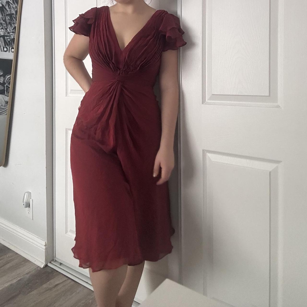 red elegant float dress. this does not zip up on me... - Depop