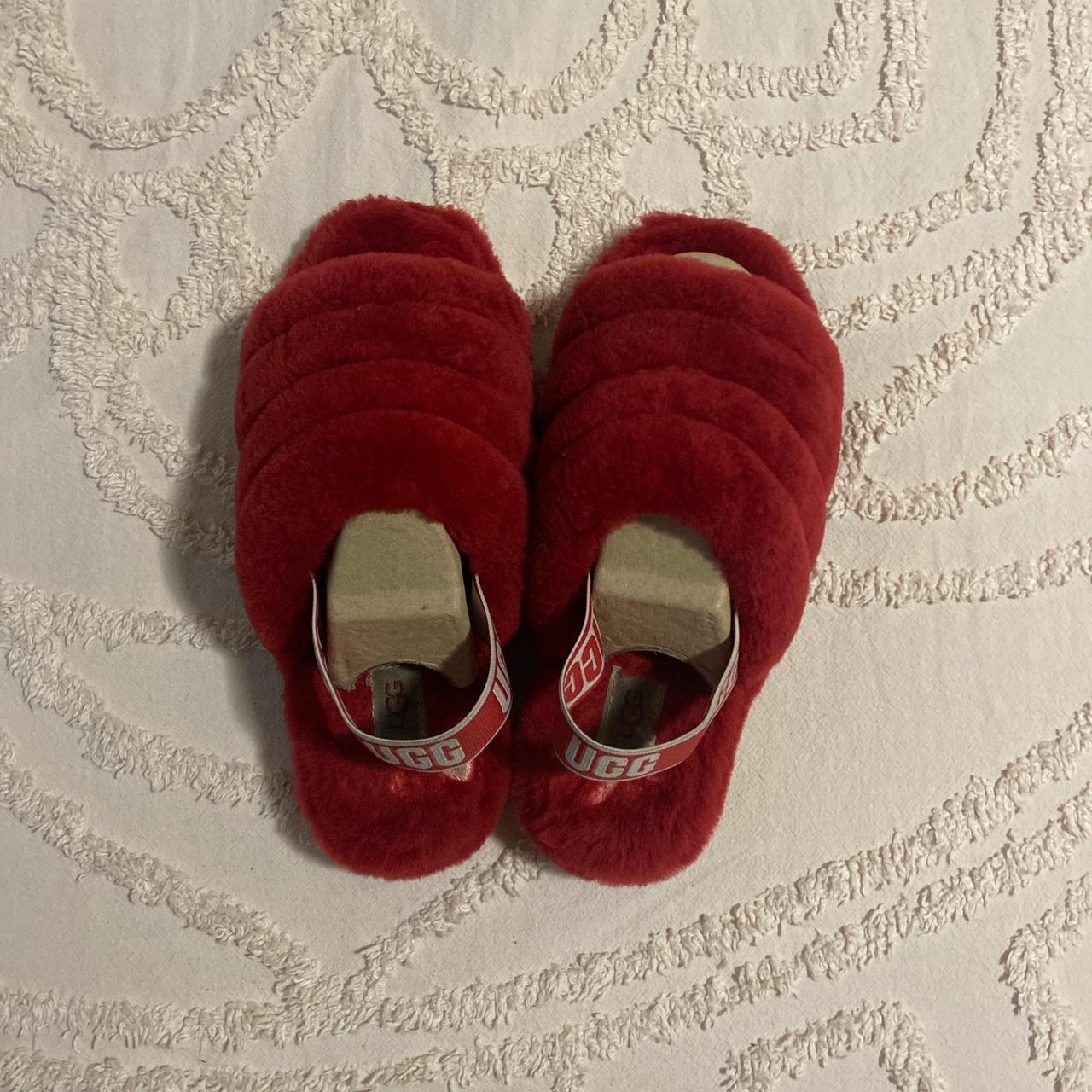 Uggs Fluff Yeah in red. Fur on the outside is still... - Depop