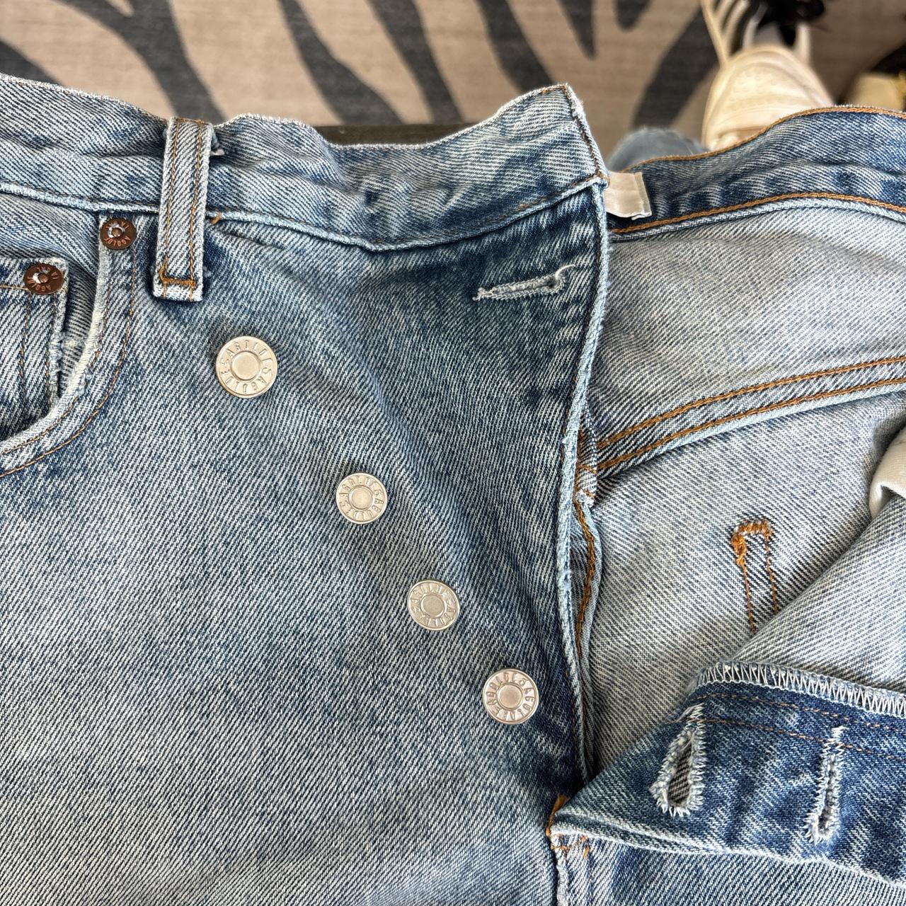 light wash denim jorts with a cross buttons - Depop