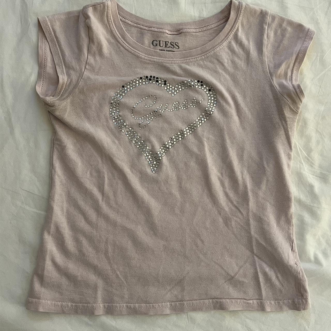 Pink guess shirt Some sequins have come off - Depop