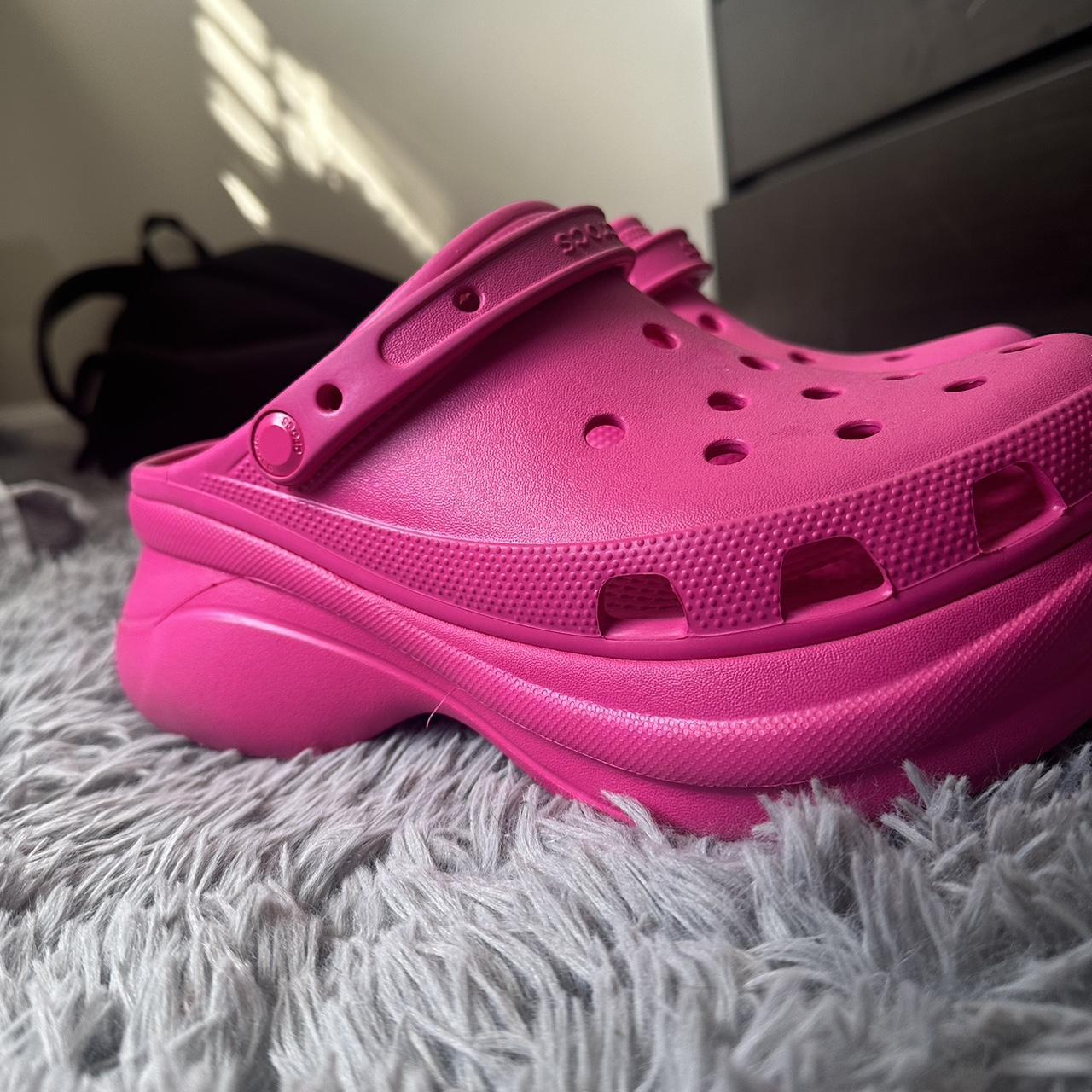 Hot pink platform crocs - Depop