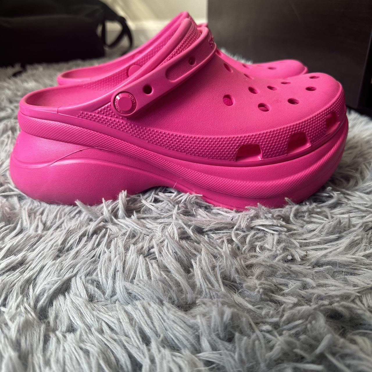 Hot pink platform crocs - Depop