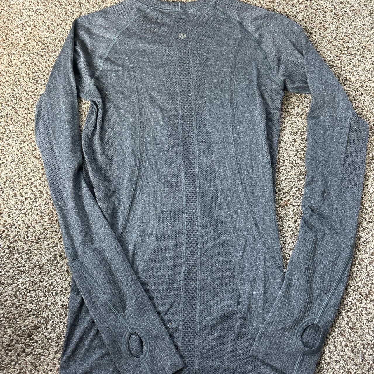 Grey long sleeve swiftly tech Lululemon top size 4.... - Depop