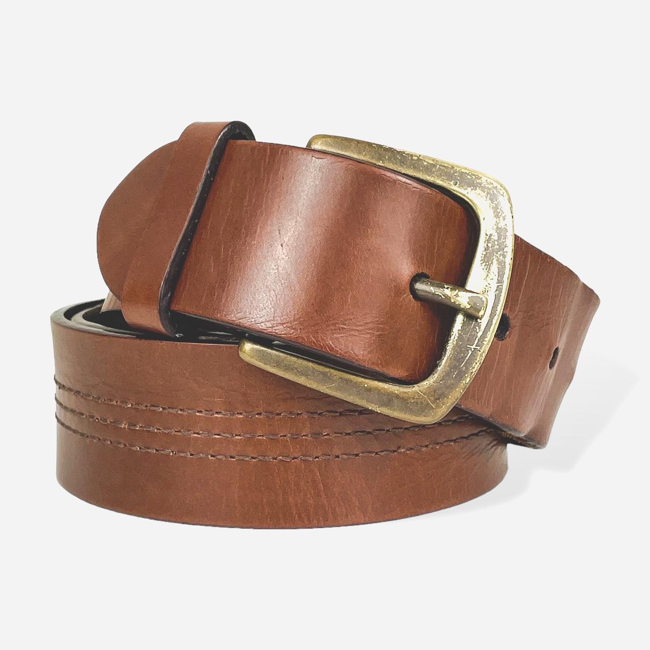 Columbia Sportswear Men's Brown and Gold Belt | Depop