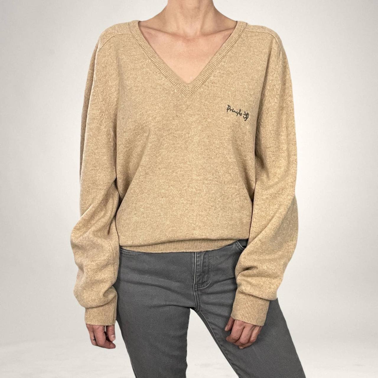 Pringle Women's Tan and Brown Jumper | Depop