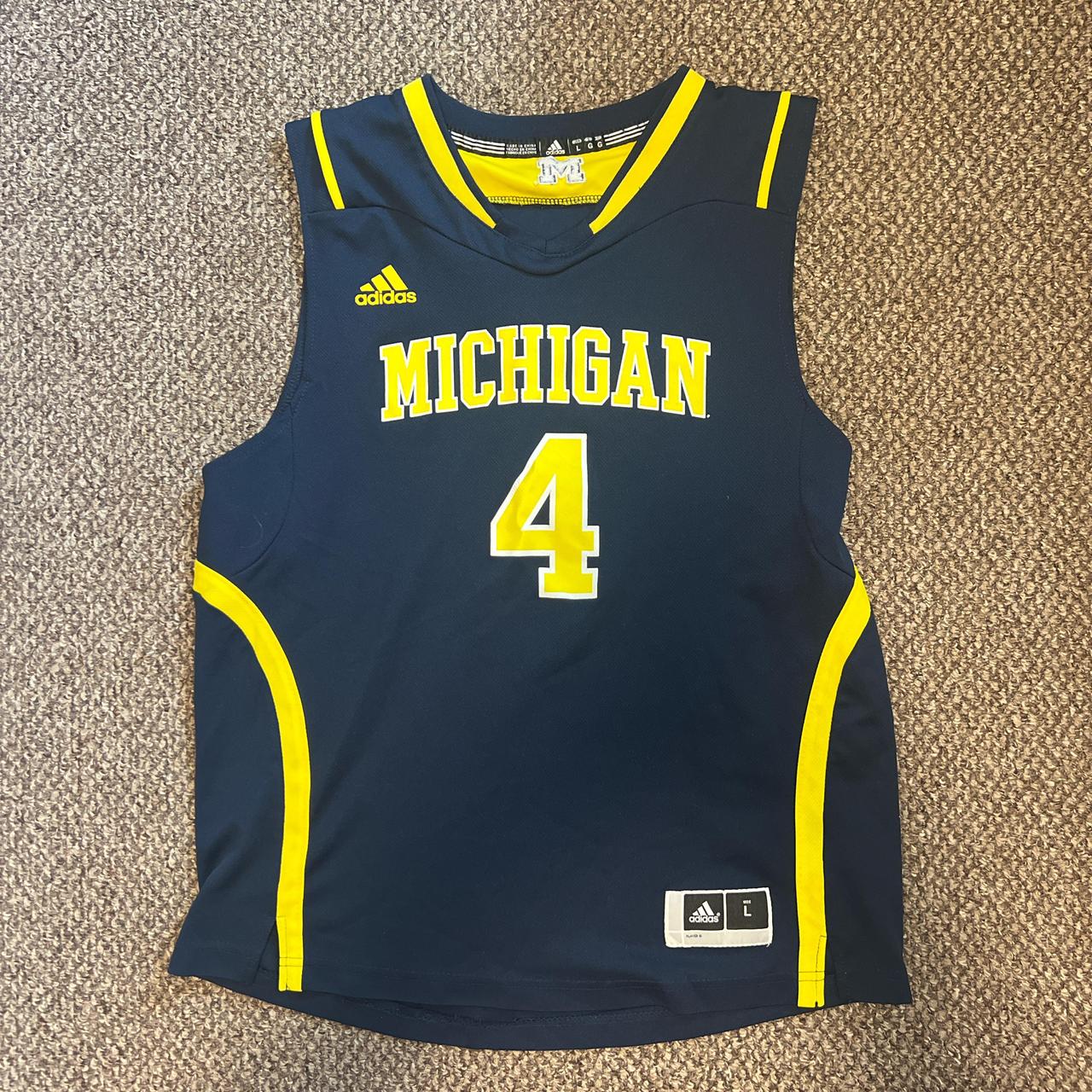 Navy and yellow Adidas Michigan Wolverines... | Depop