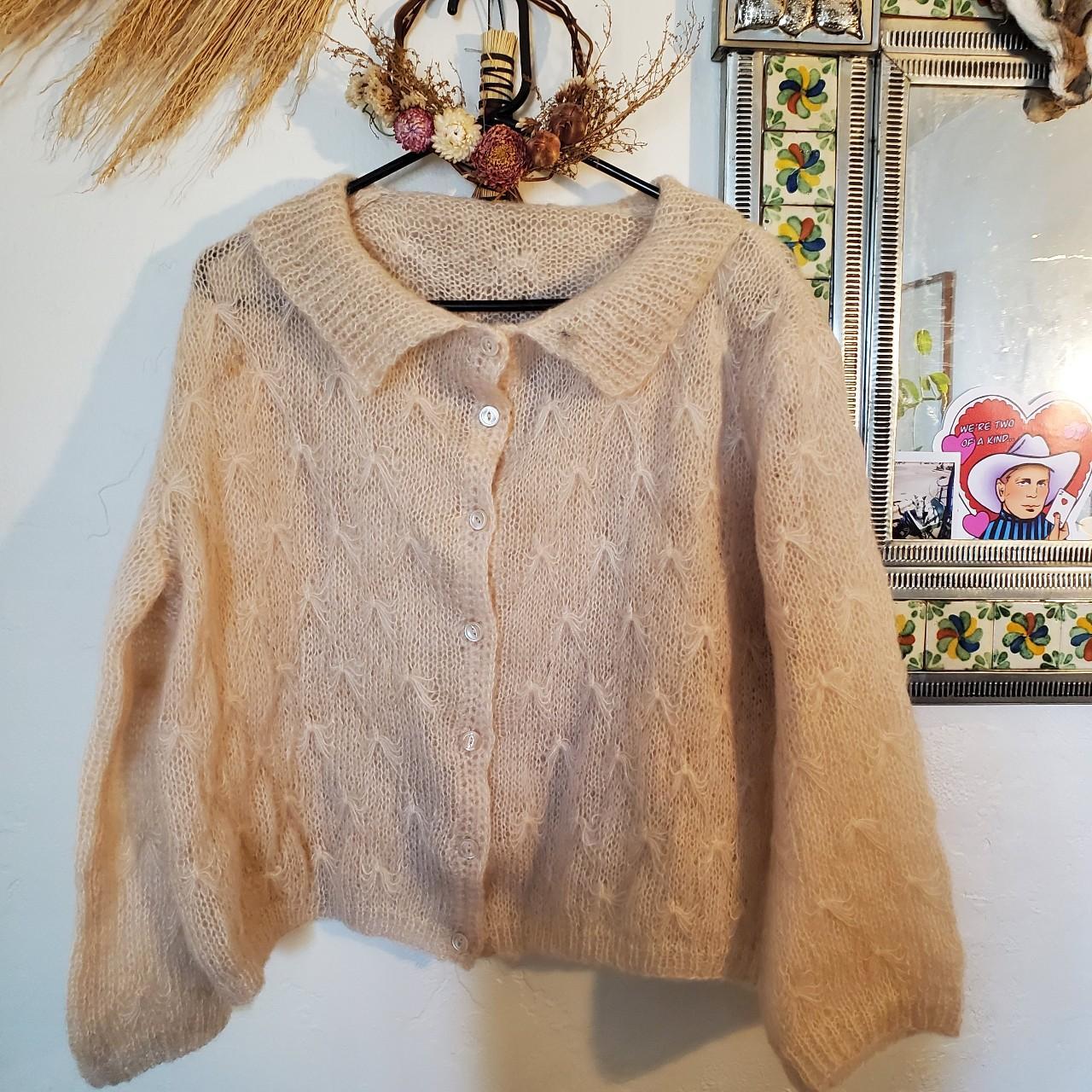 1940s Handmade Vintage Mohair Cardigan... - Depop