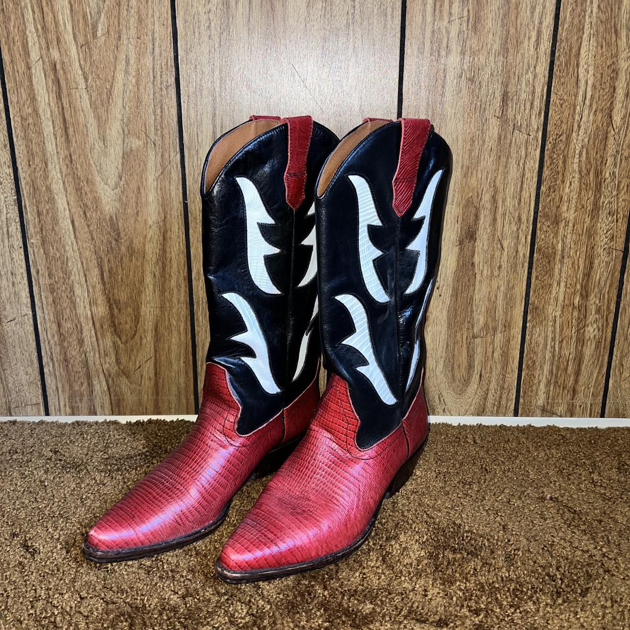 Real leather cowboy boots Worn once - Depop