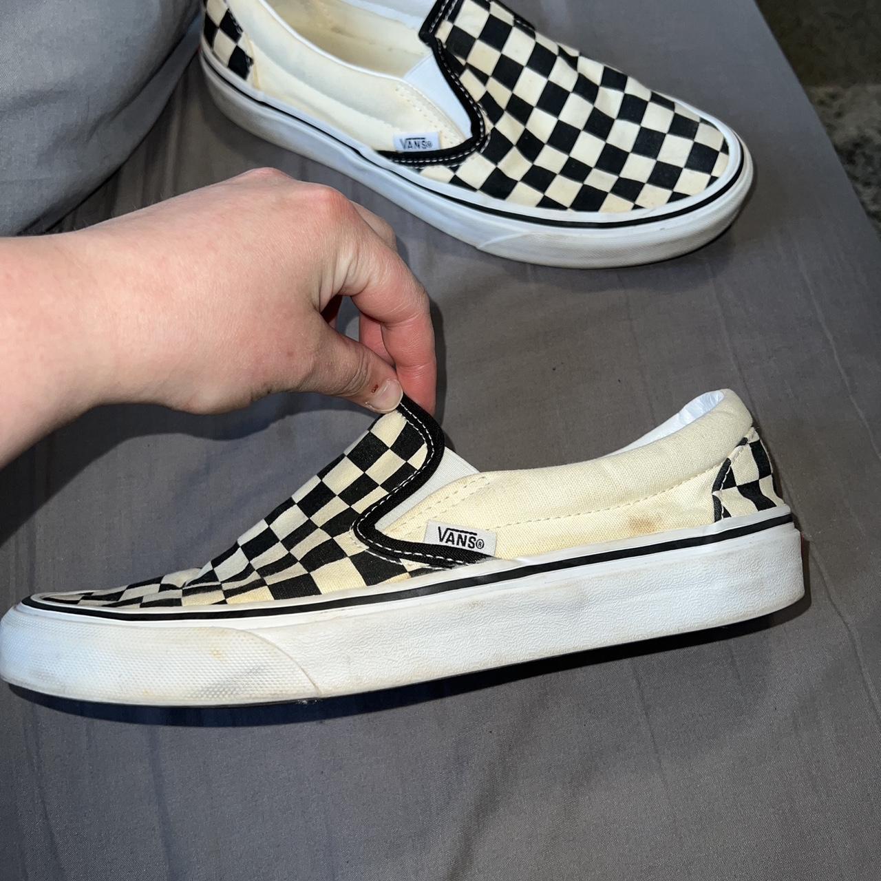 Vans Slip On Checkerboard Size 6 Cream Black. Vans... - Depop