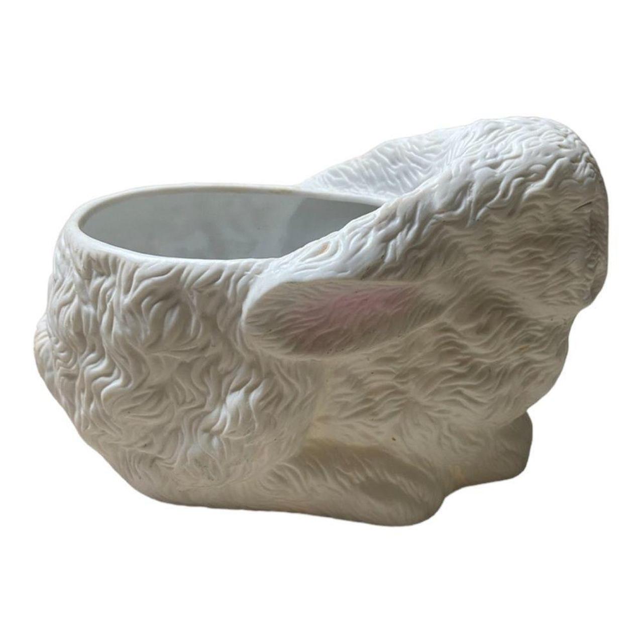 Vintage 1987 Ceramic Rabbit Planter White Rabbit... - Depop