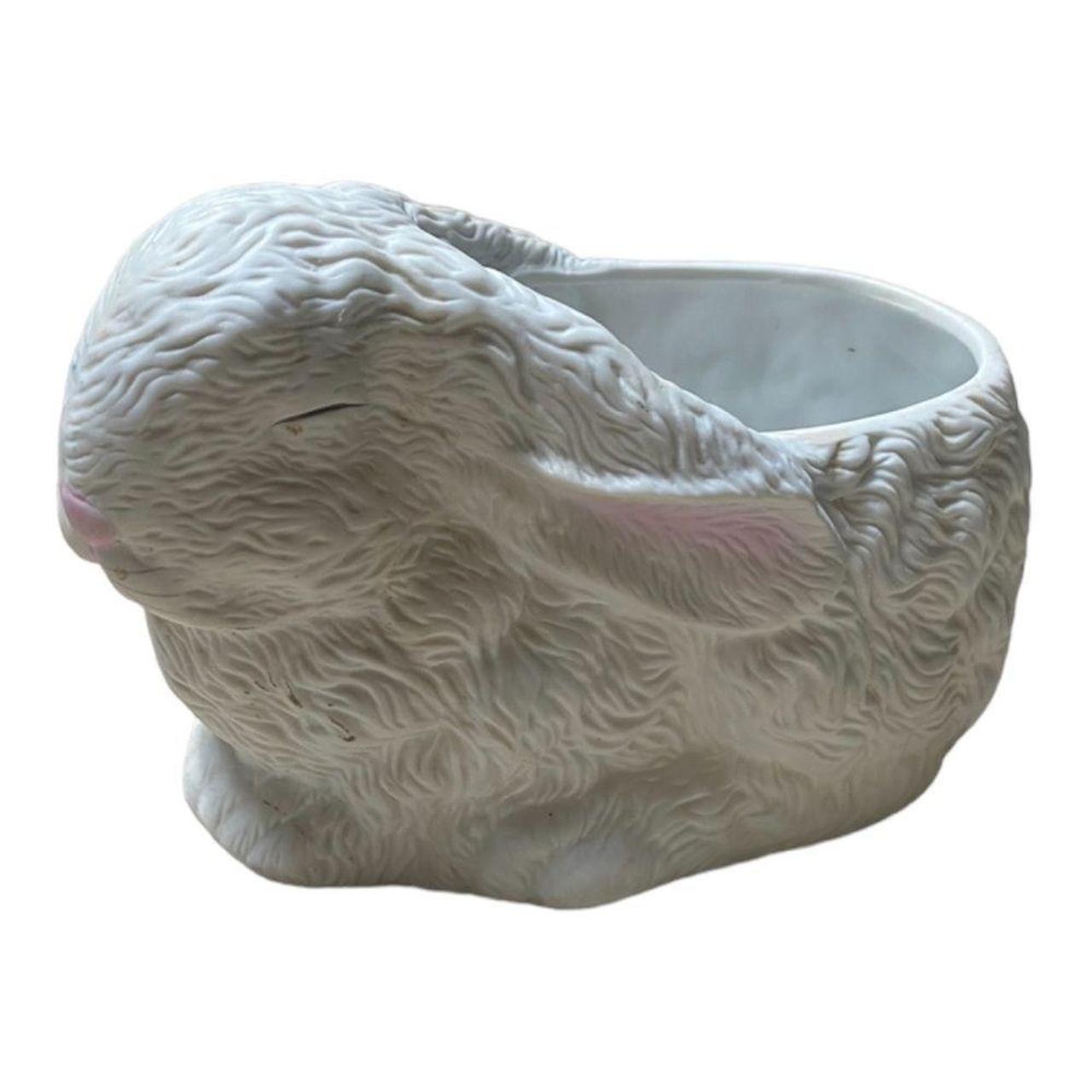 Vintage 1987 Ceramic Rabbit Planter White Rabbit... - Depop