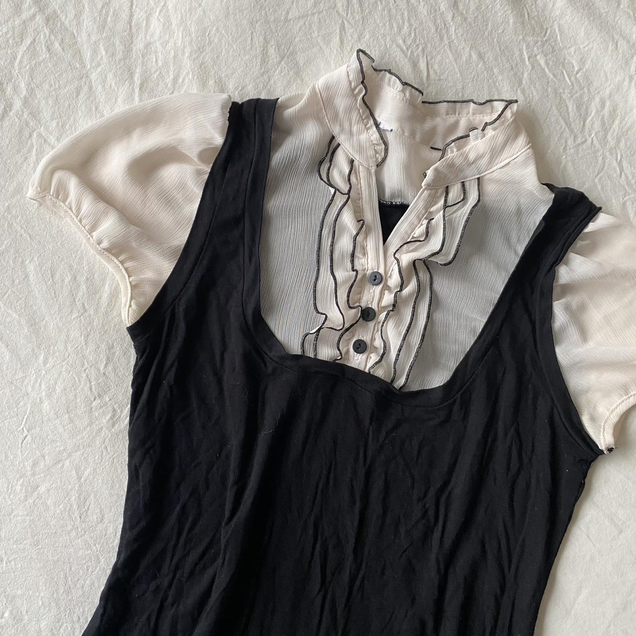 vintage y2k coquette office siren shirt with... - Depop