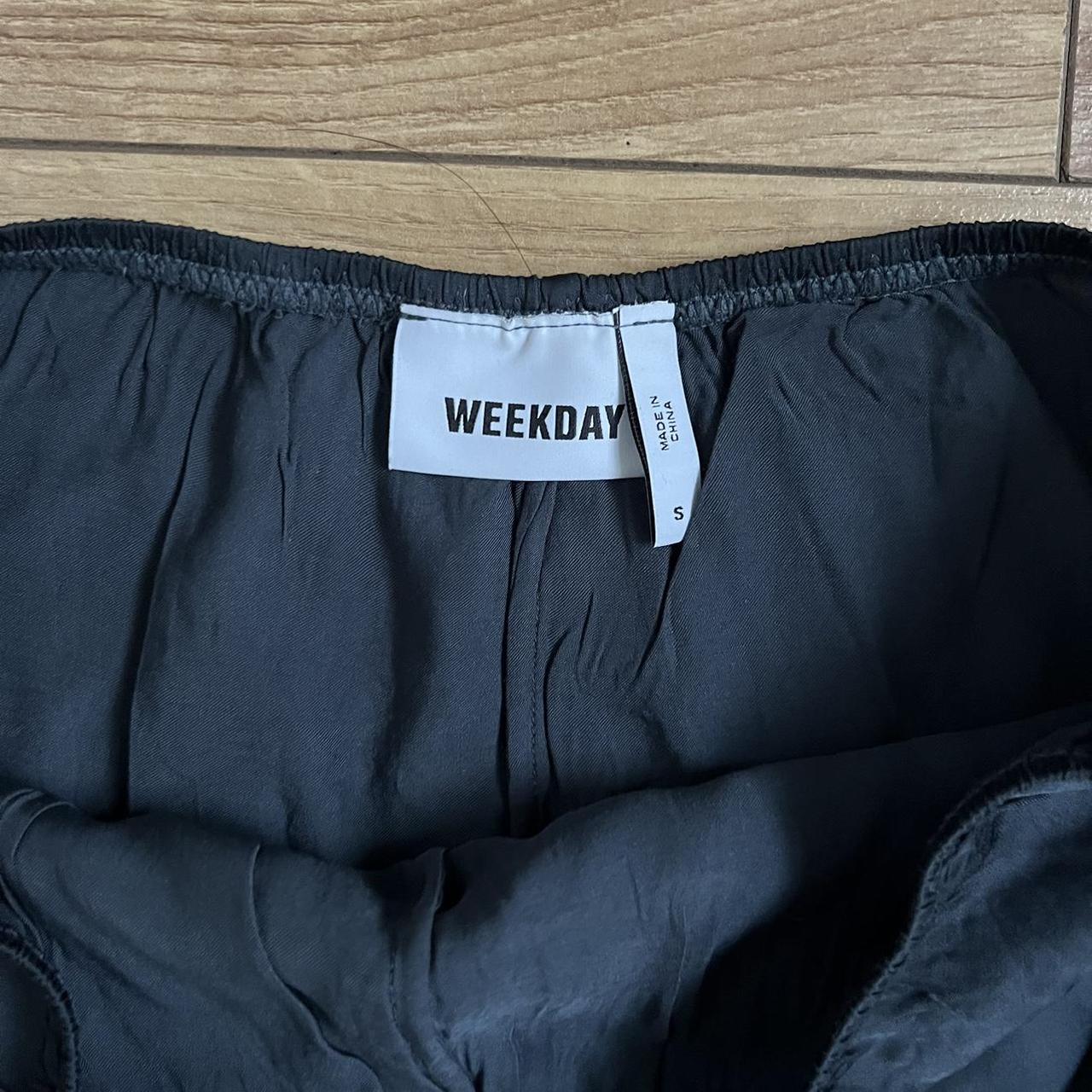 small navy Weekday satin shorts, only worn a few... - Depop