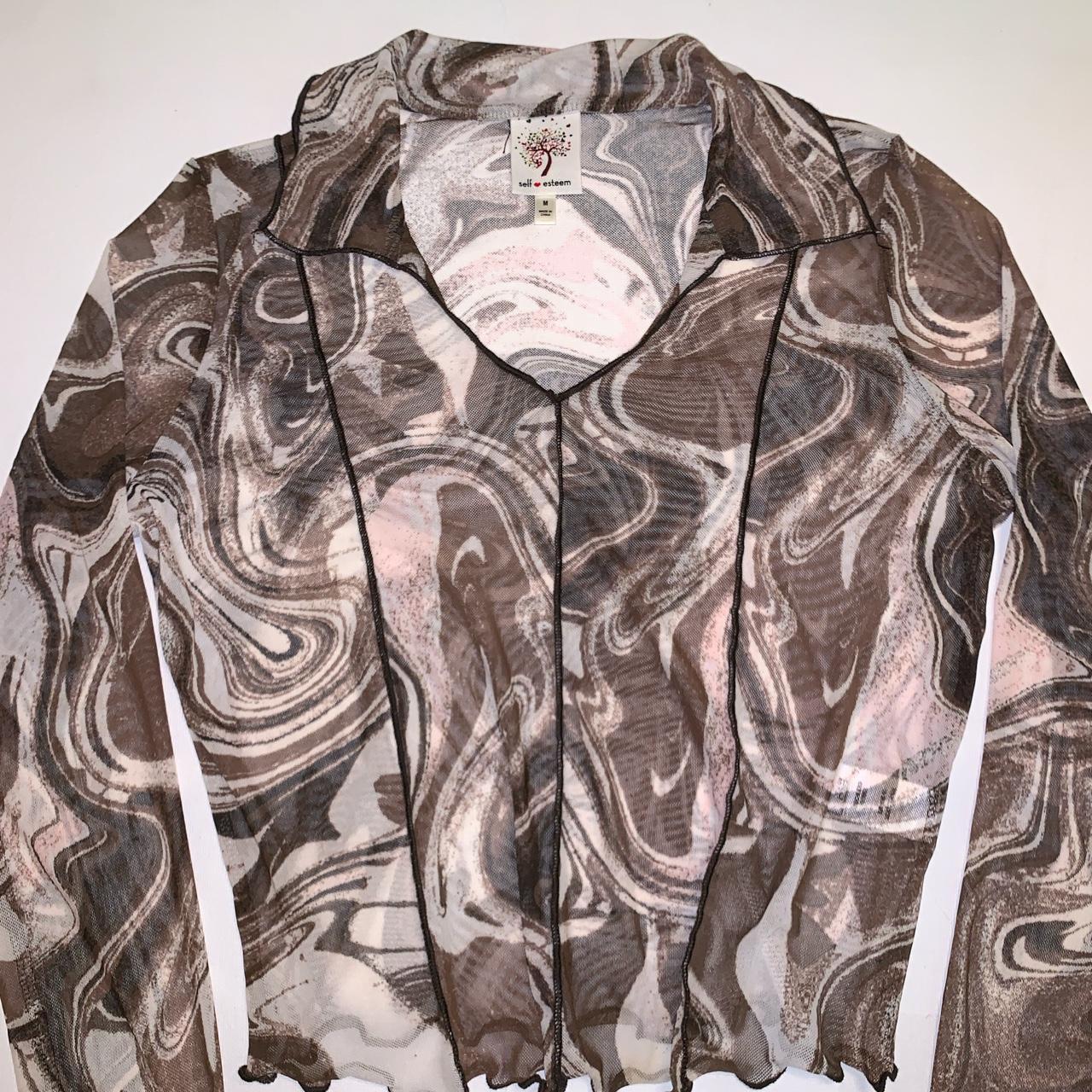 M Long Sleeve Marble Mesh Crop Top No signs or... - Depop