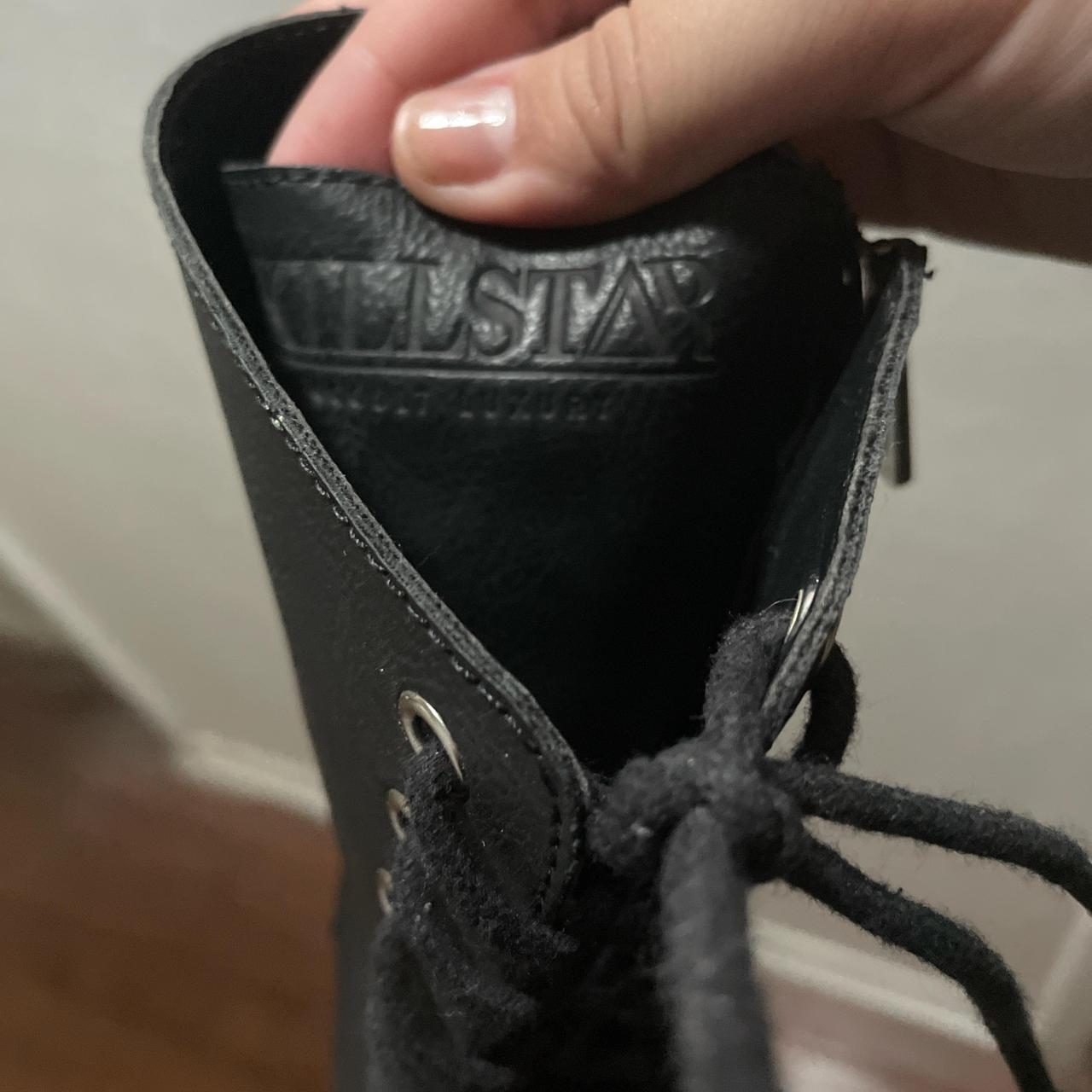 Black leather killstar combat boots never worn #goth... - Depop