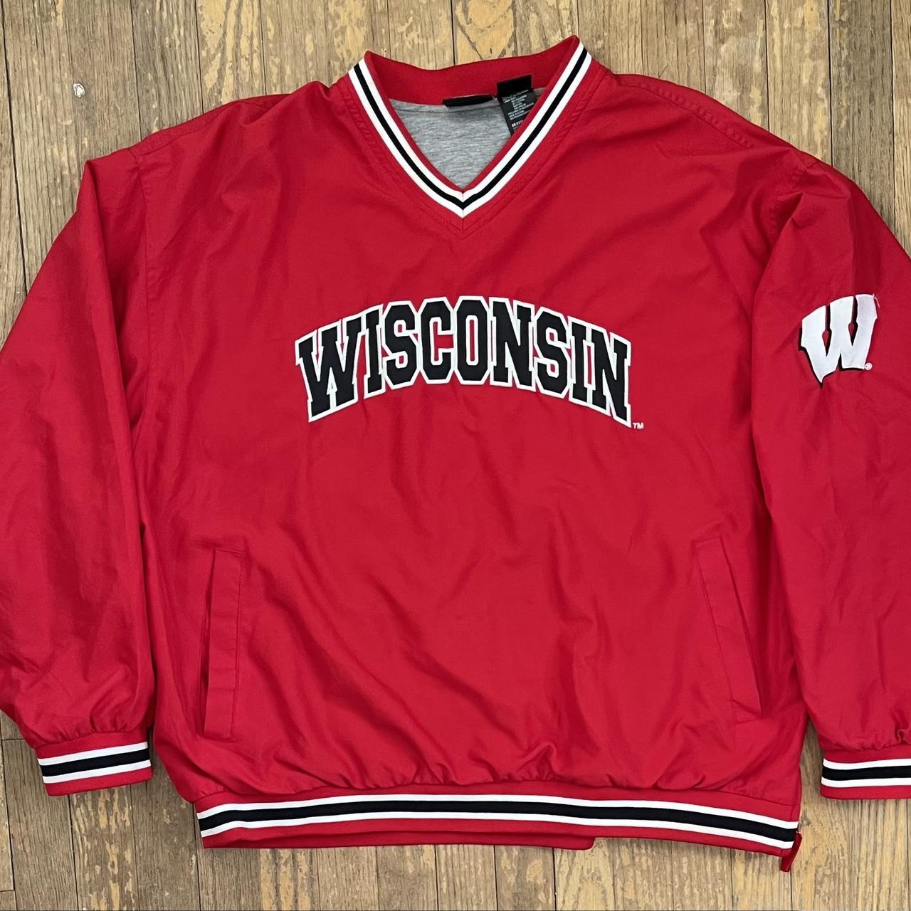 Wisconsin badgers windbreaker lined jacket Size... - Depop