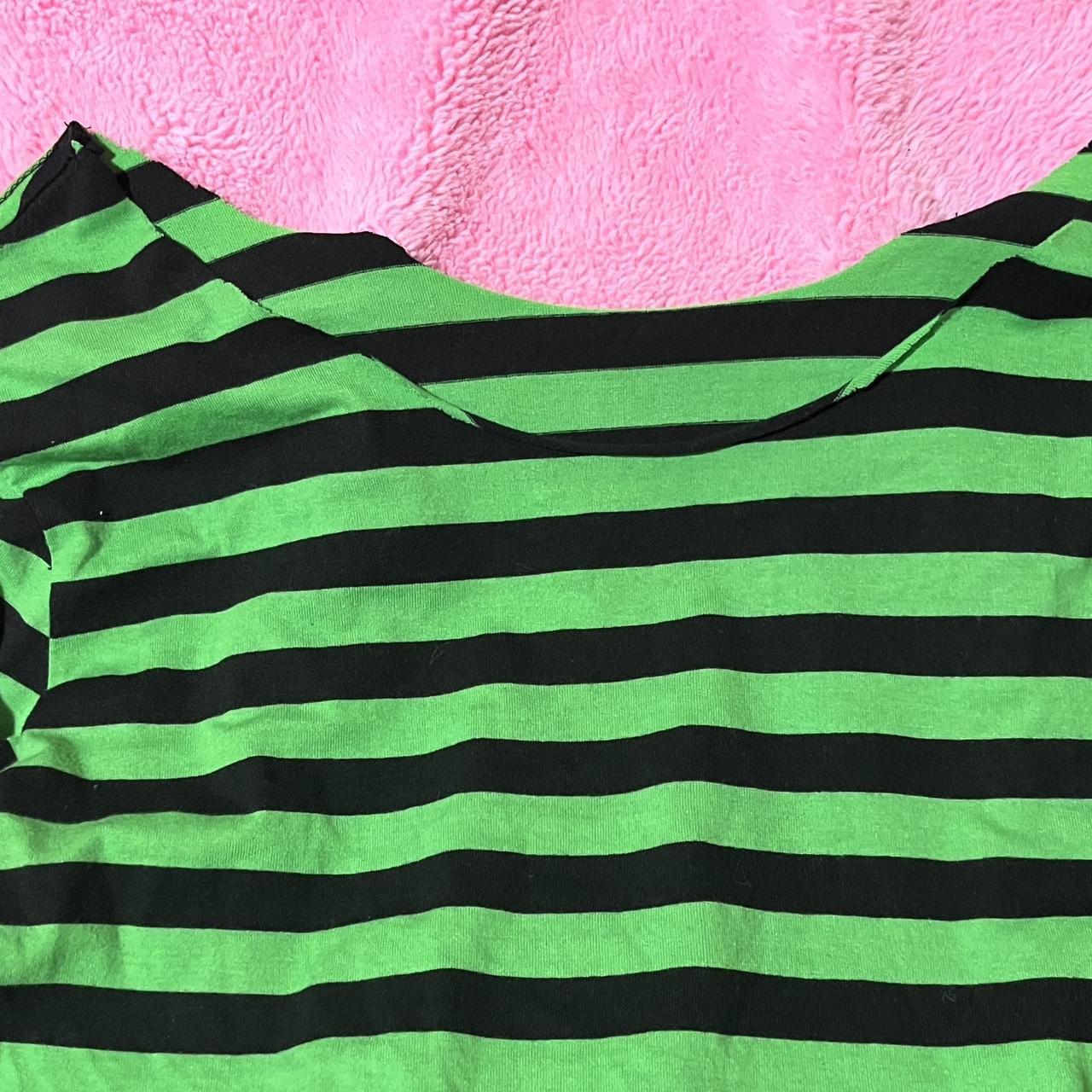 hot topics green and black stripped long sleeve,... - Depop