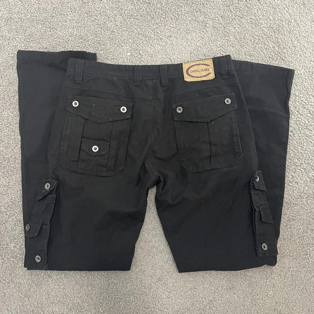 Black low waisted chisel cargo jeans in size 32”.... - Depop