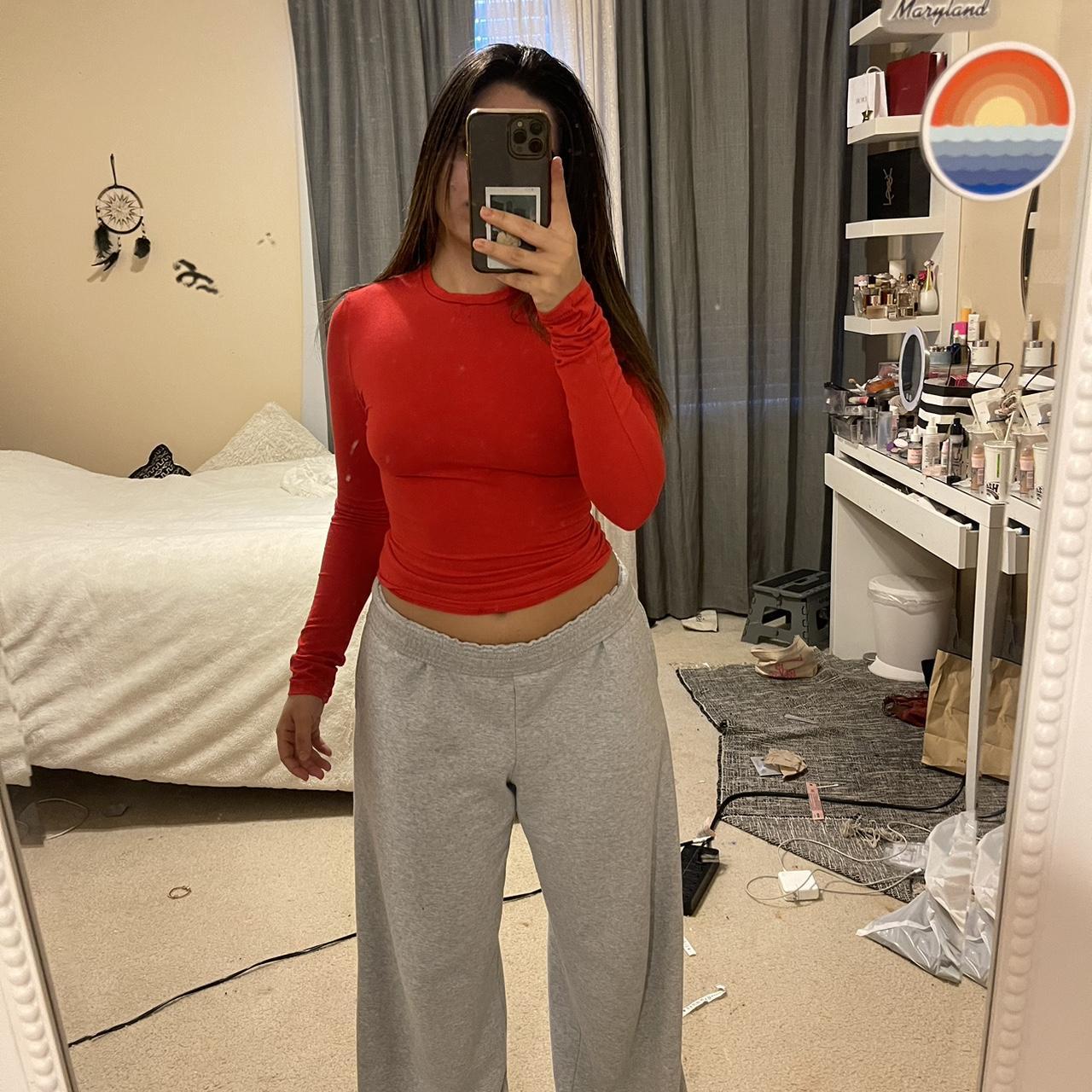 - skims cotton long sleeve - beautiful bright red... - Depop