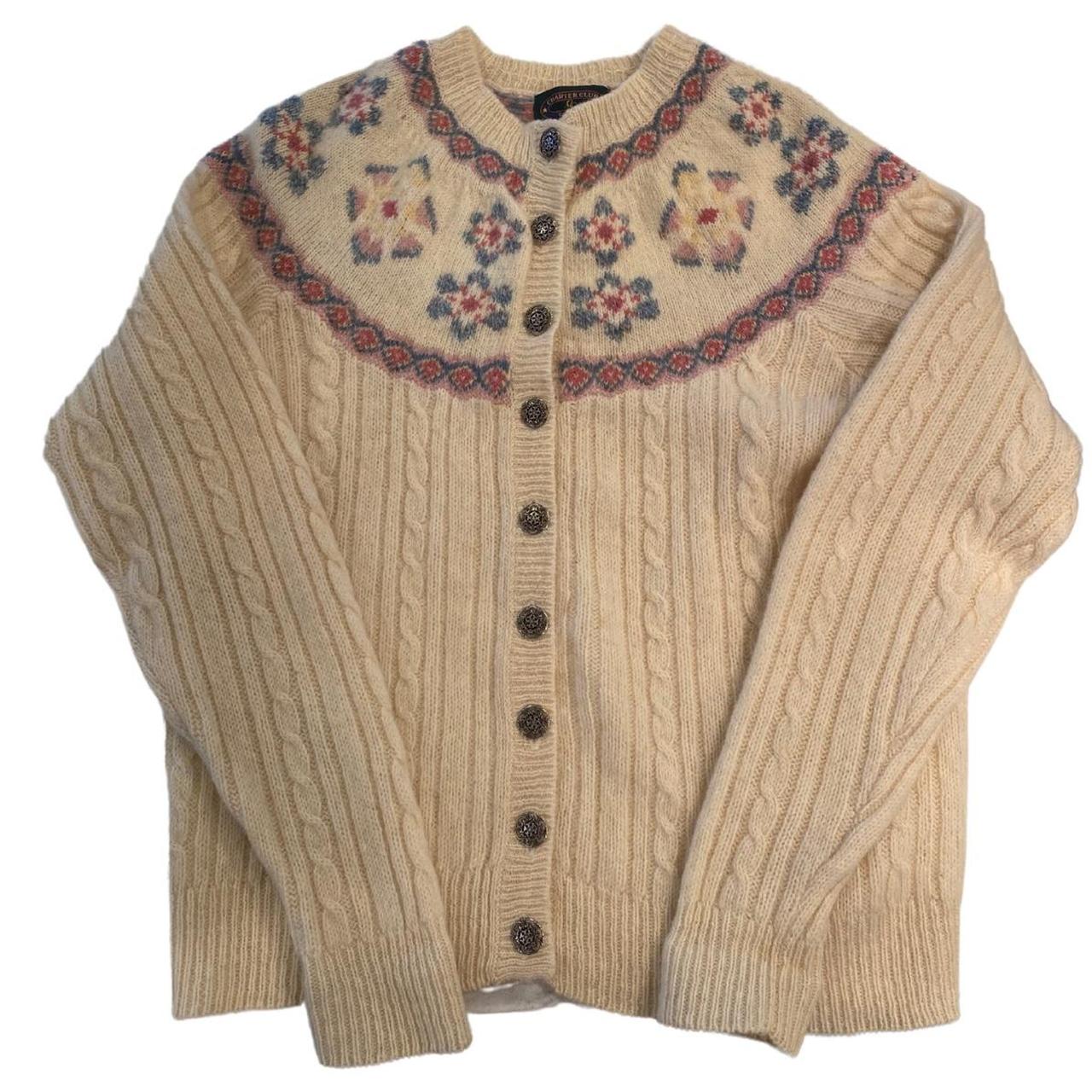 vintage 100% wool cottage core sweater/cardigan 💓... - Depop