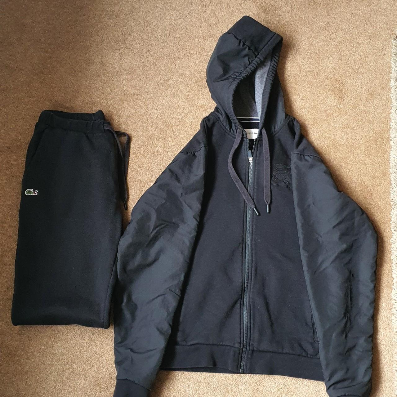 Lacoste sport men's tracksuit in full black Zip... - Depop