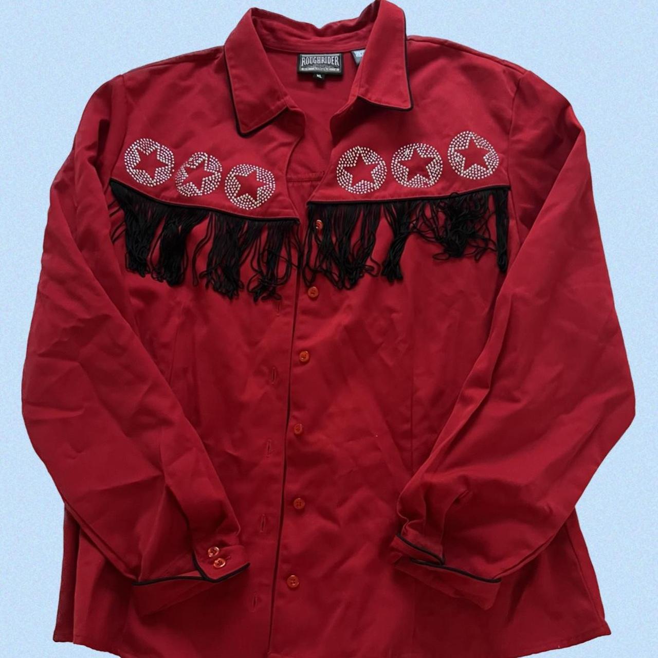 VINTAGE ROUGHRIDER WESTERN red button down with... - Depop