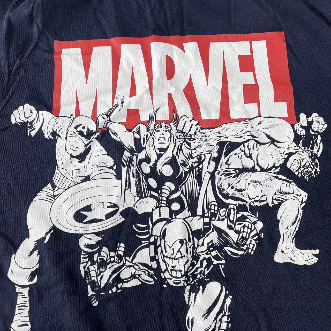 Men’s Primark XXL blue and white marvel t-shirt Worn... - Depop